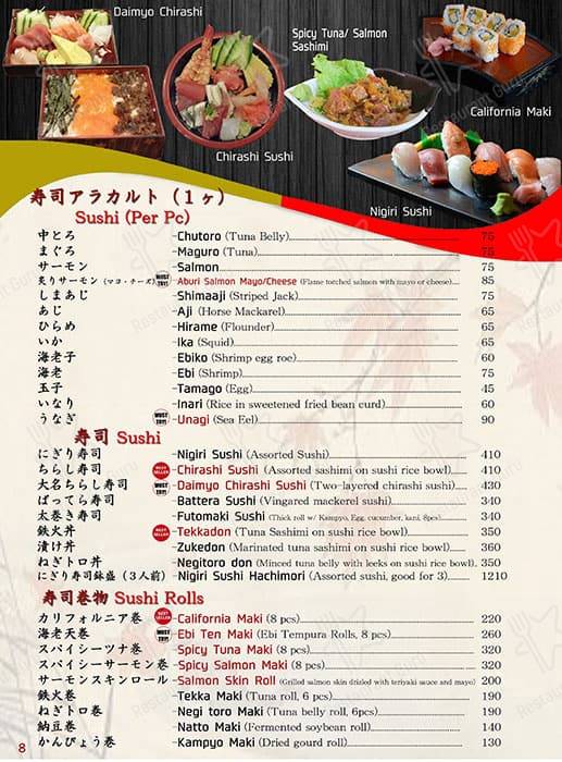 Menu at Ipponyari Santa Rosa restaurant, Santa Rosa, 2nd Floor