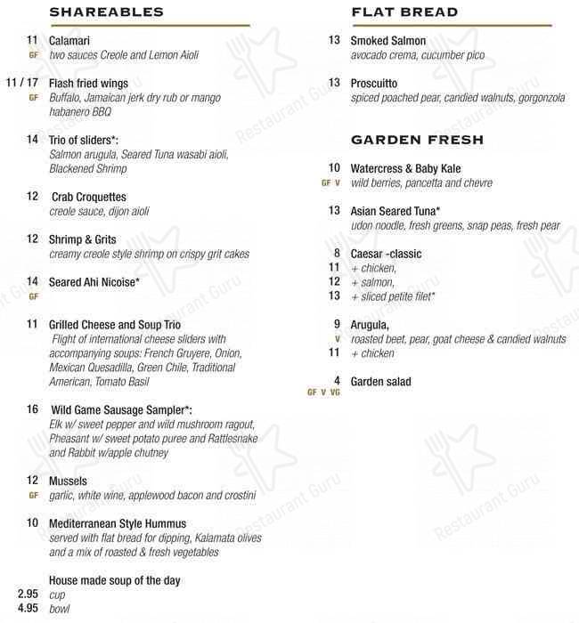 Menu at Element Bistro pub & bar, Boulder, Lookout Rd