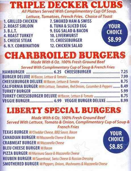 Menu at Liberty Bell Diner restaurant, Philadelphia, 8445 Frankford Ave