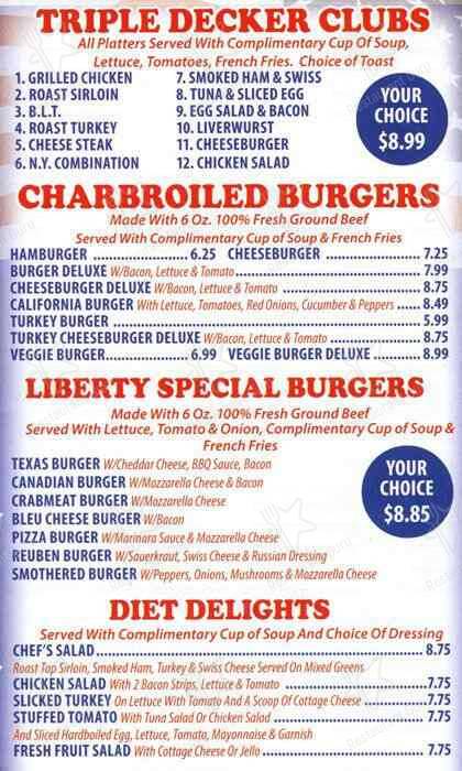 Menu at Liberty Bell Diner restaurant, Philadelphia, 8445 Frankford Ave