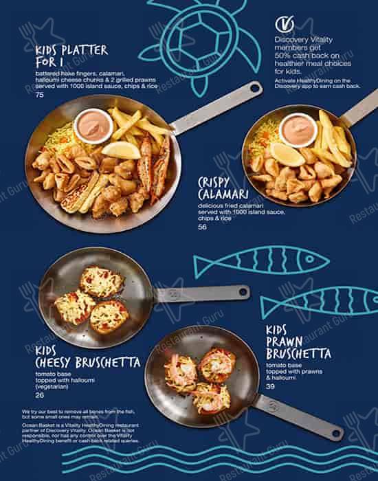 Menu at Ocean Basket Sunnypark restaurant, Pretoria, Sunnypark