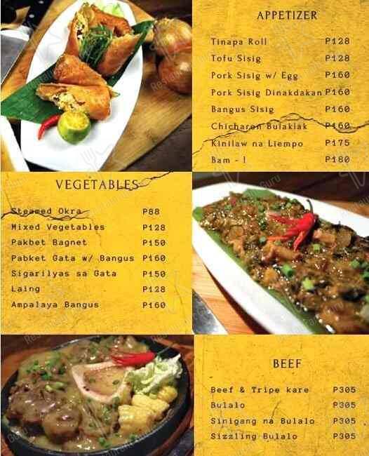 Menu at REKADO MODERN FILIPINO CUISINE restaurant, Marikina, Lot 17 ...