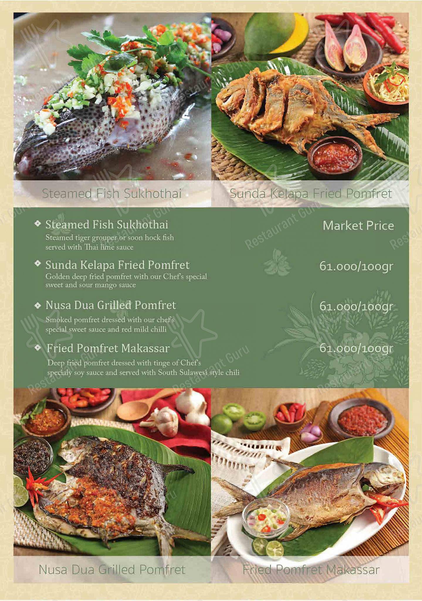 Menu at Seribu Rasa restaurant, Jakarta, Plaza Indonesia
