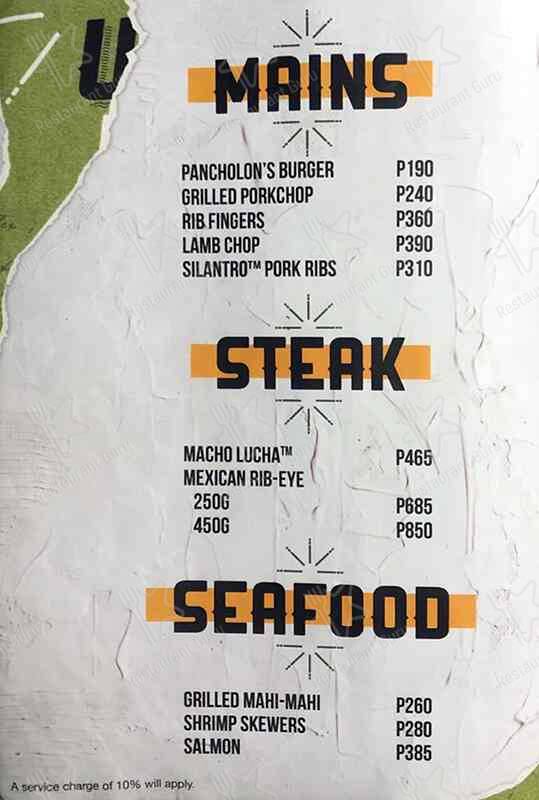 Menu at Silantro Fil-Mex Cantina restaurant, Makati