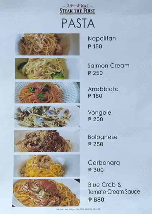 Menu at Steak the First BGC steakhouse, Taguig