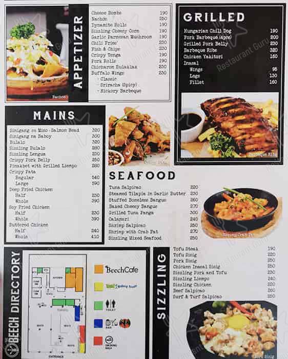 Menu at The Beech pub & bar, Quezon City