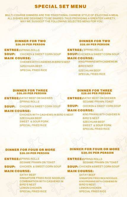 Menu at Wing Bo Chinese Restaurant, Maylands