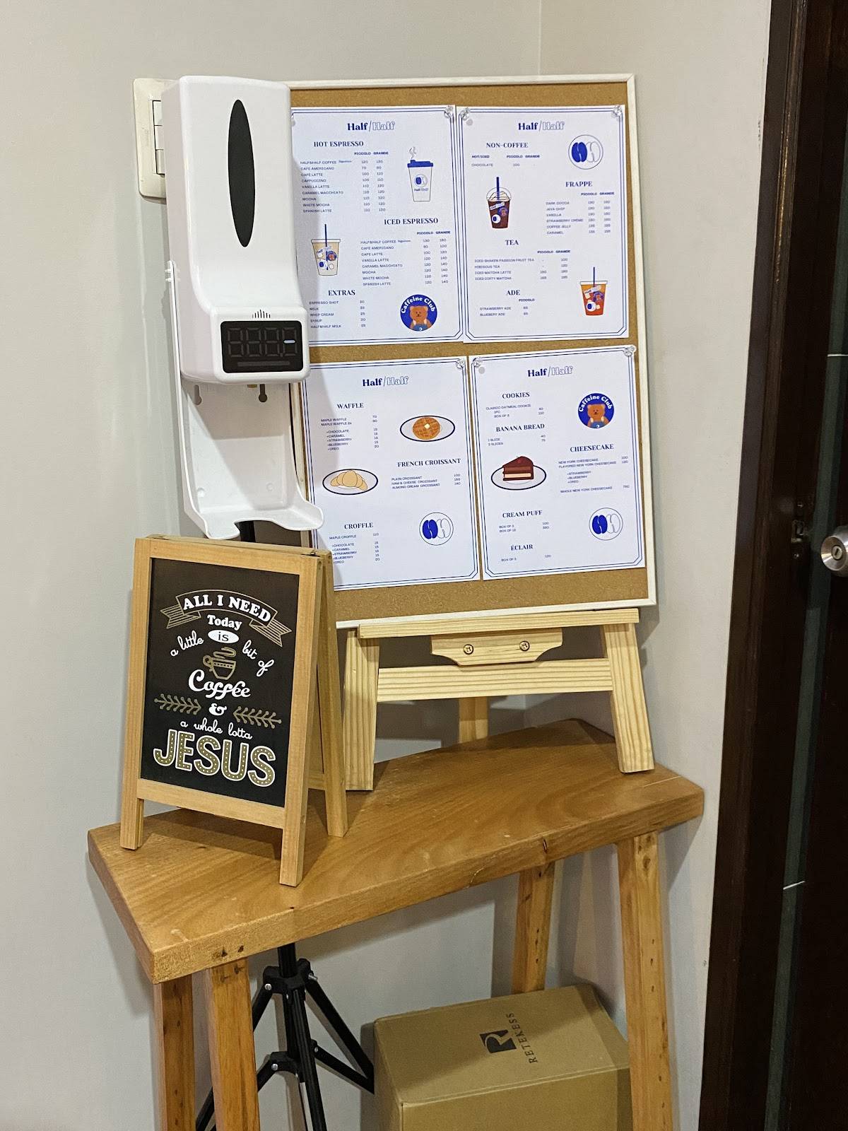 Menu at half and half coffee cafe, Malabon