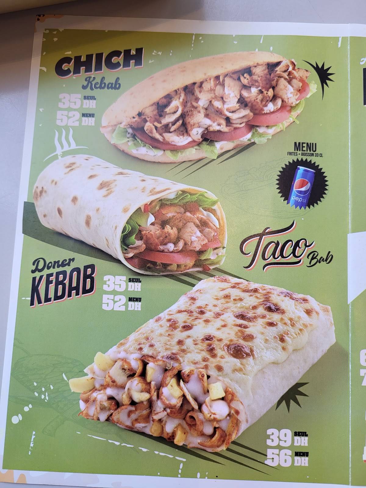 Menu au kebab jouha restaurant, Casablanca, J94H+RQ