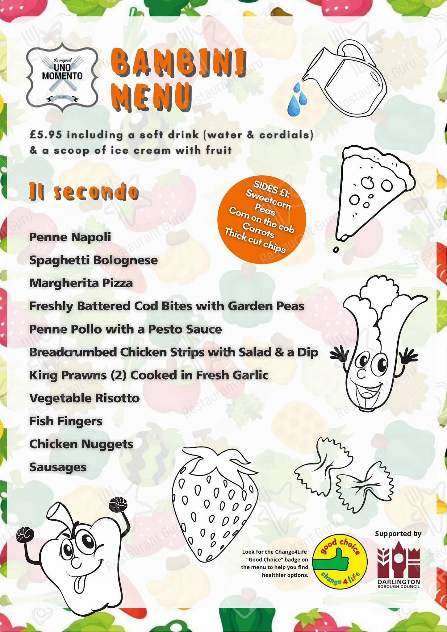 Menu at Uno Momento restaurant, Durham