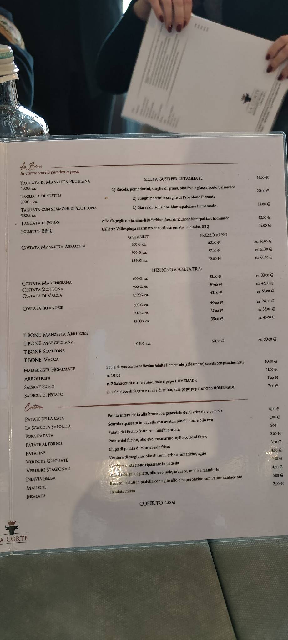 Menu da Ristorante Braceria La Corte, L'Aquila