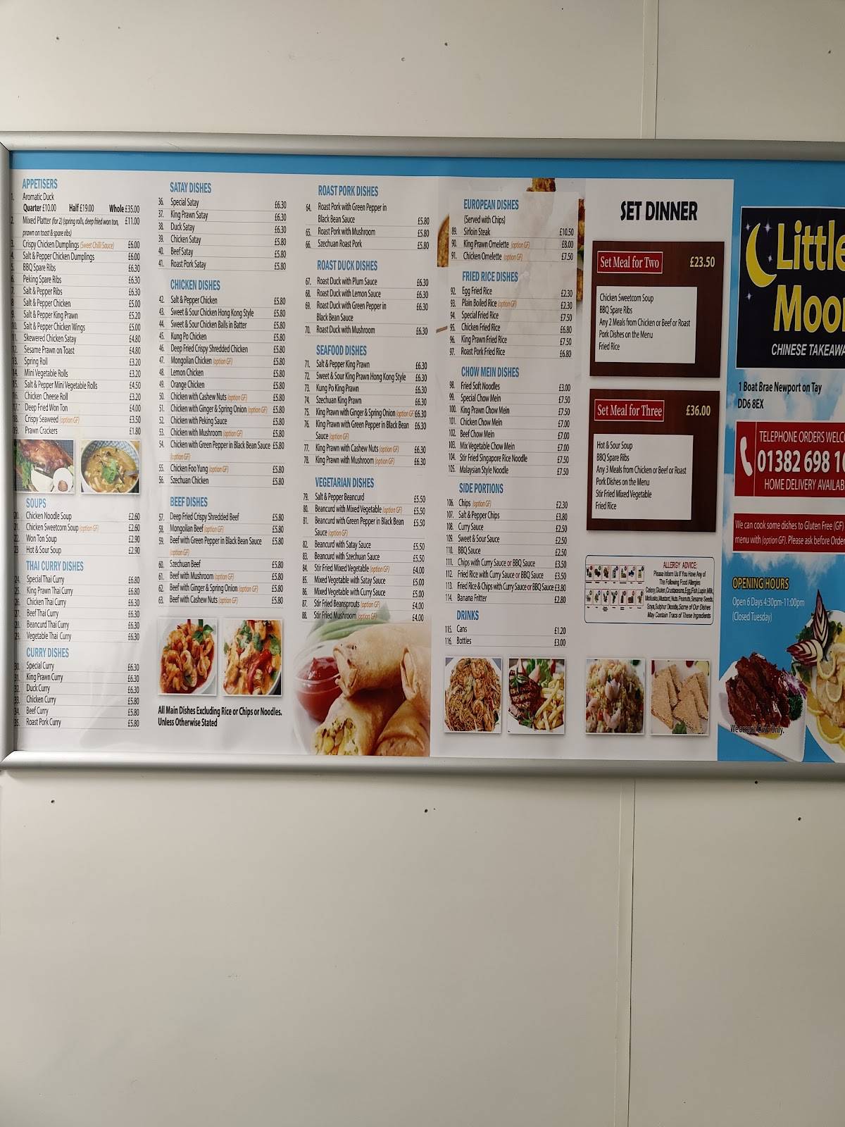 Menu at little moon restaurant, Newport-on-Tay