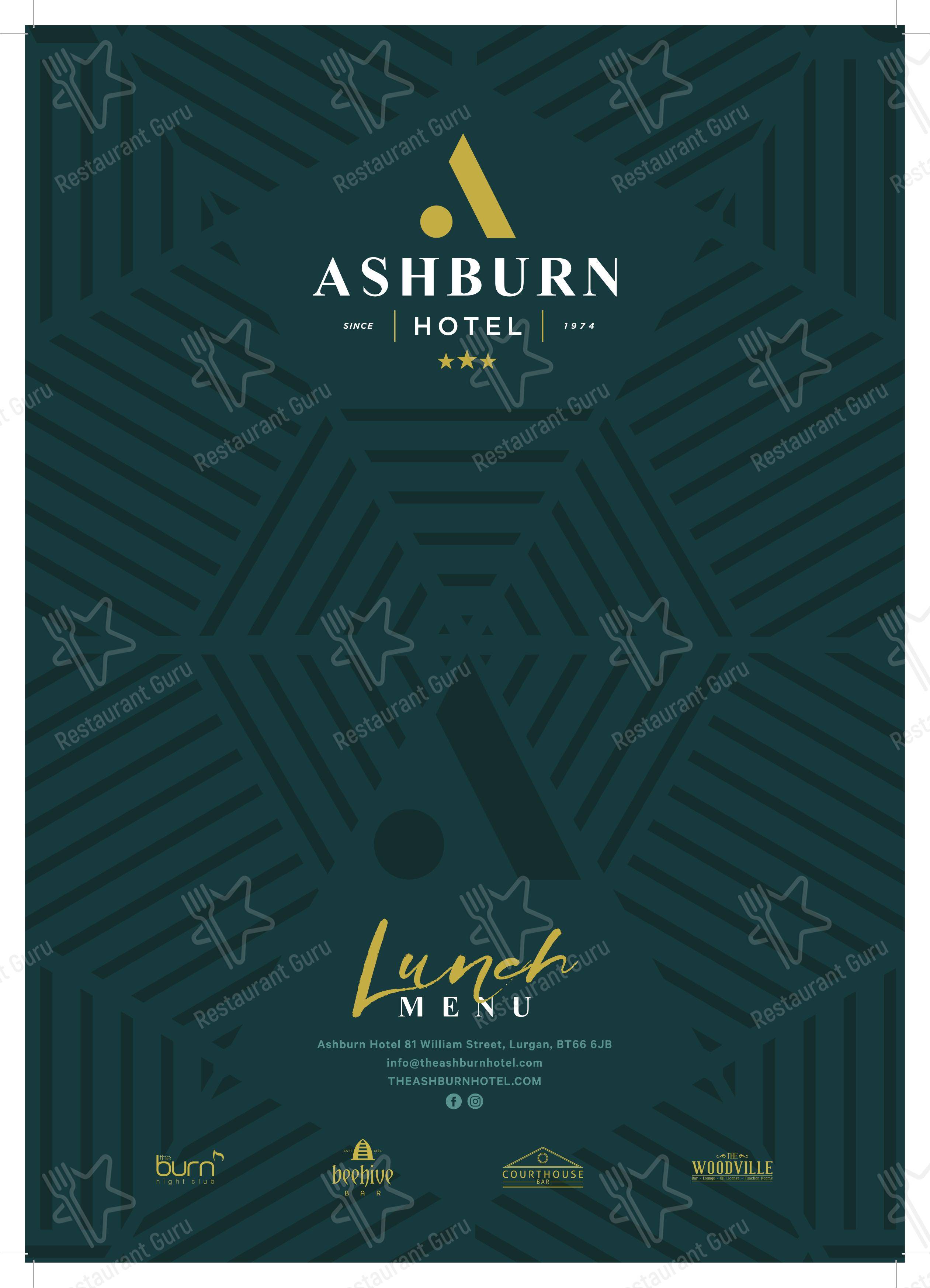 Menu at Ashburn Hotel pub & bar, Lurgan