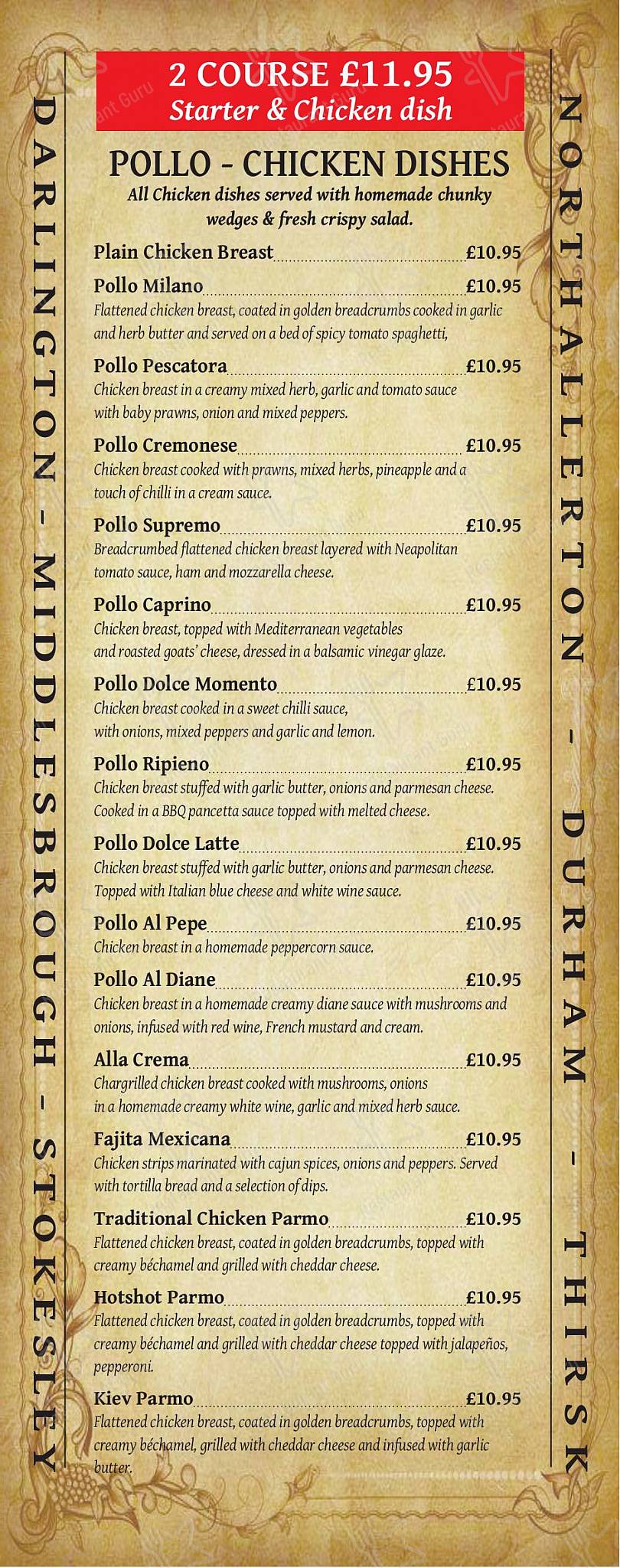 Menu at Uno Momento restaurant, Durham