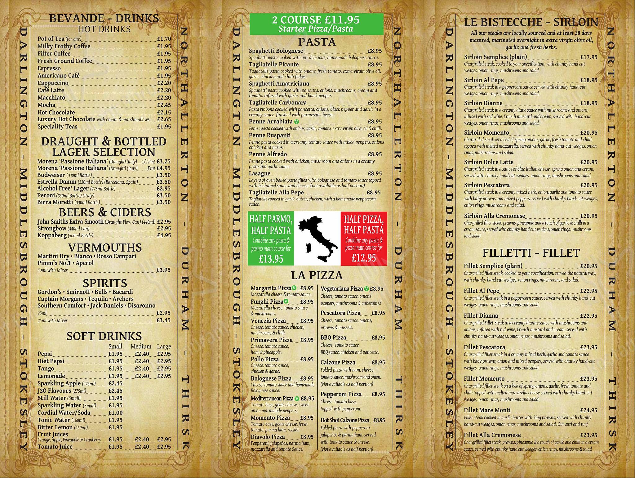 Menu at Uno Momento restaurant, Durham