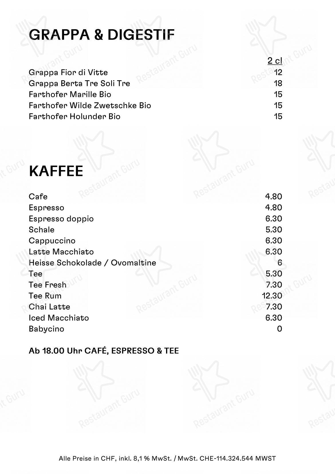 Speisekarte von ATELIER BAR, Zürich, Talacker 16