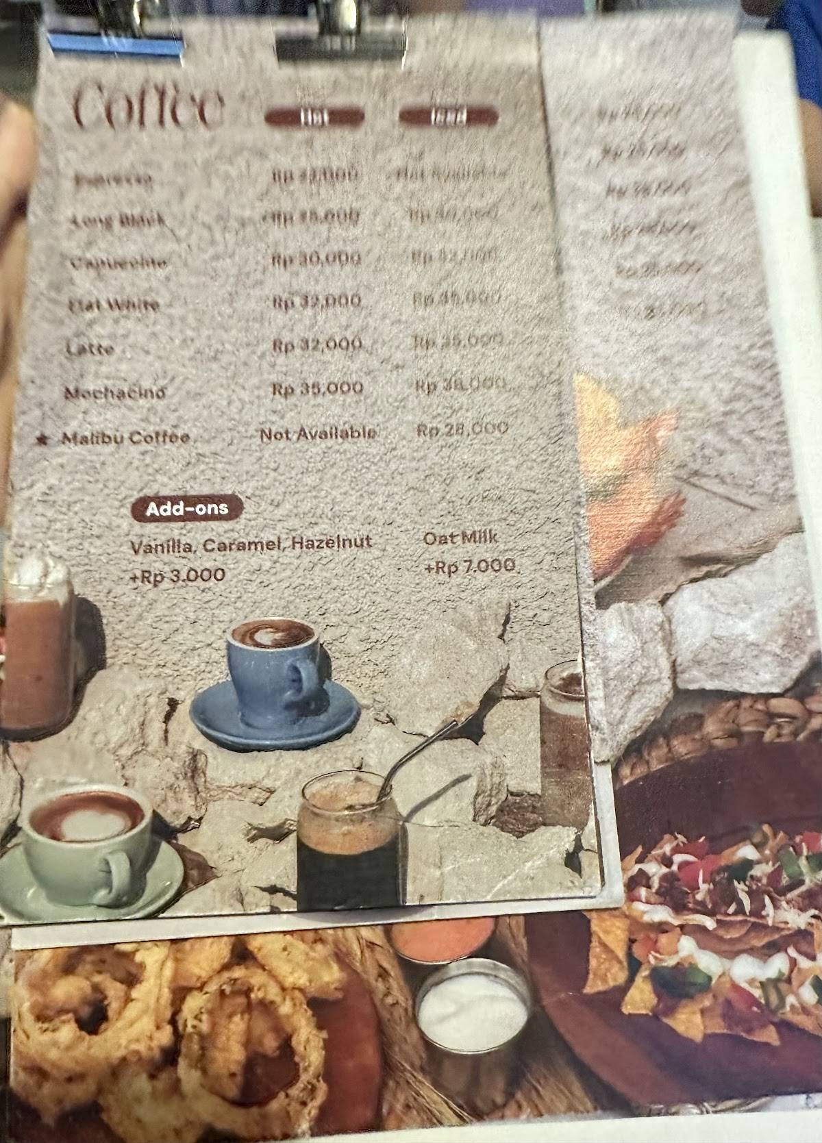 Menu at Malibu Cafe and Bar, Batam