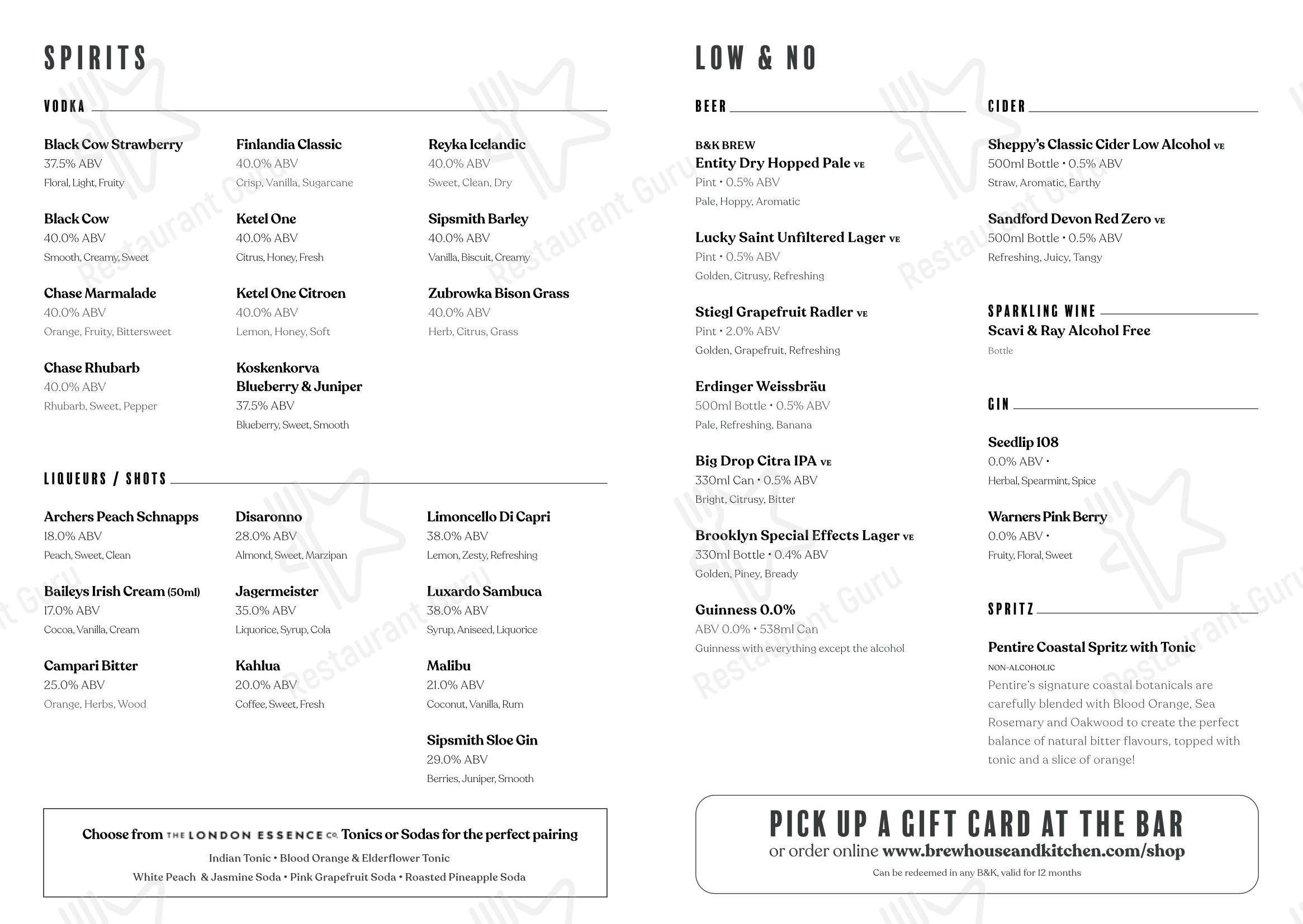 Menu at Brewhouse & Kitchen - Worthing pub & bar, Worthing