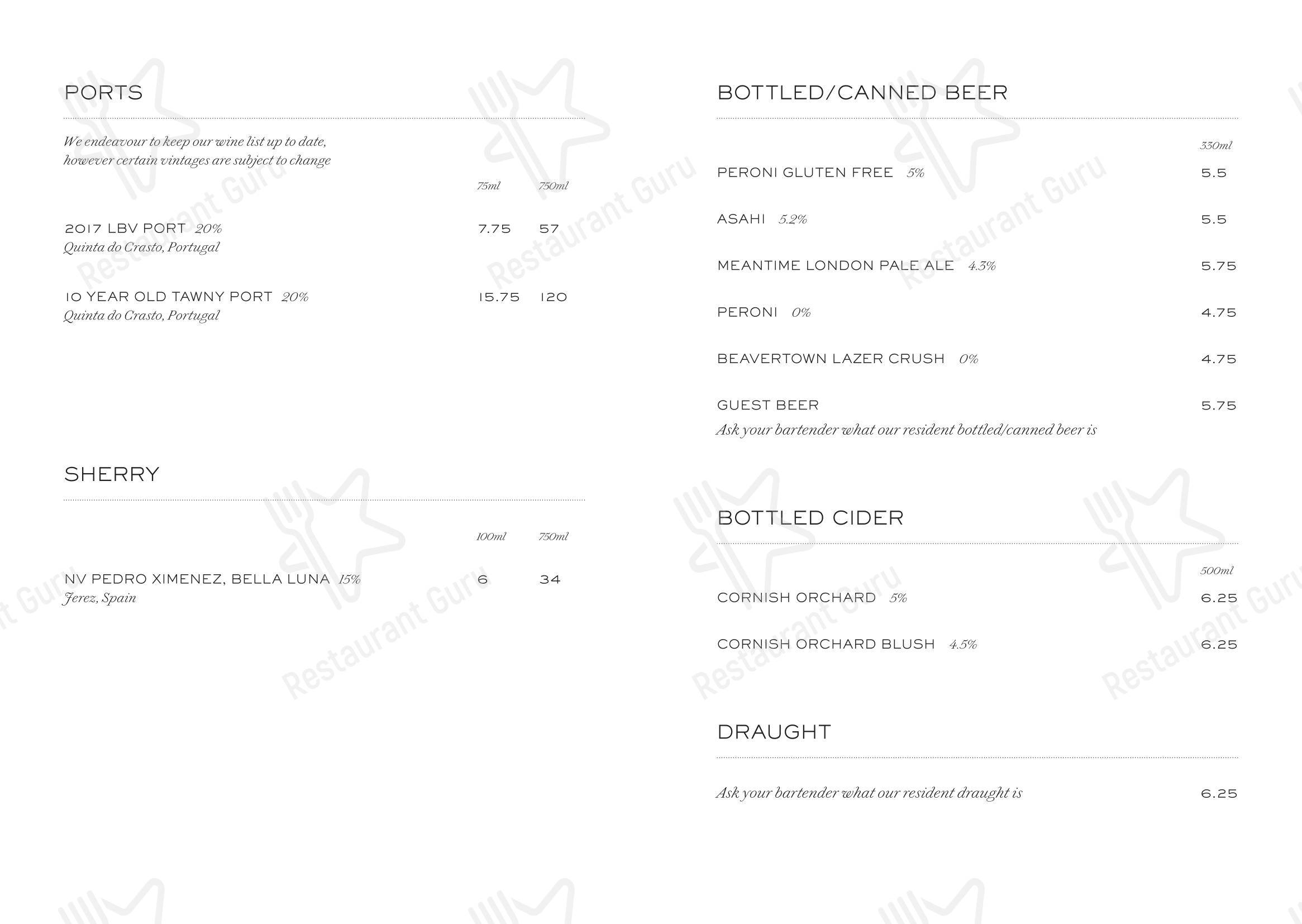 Menu at Cleaver & Wake restaurant, Nottingham
