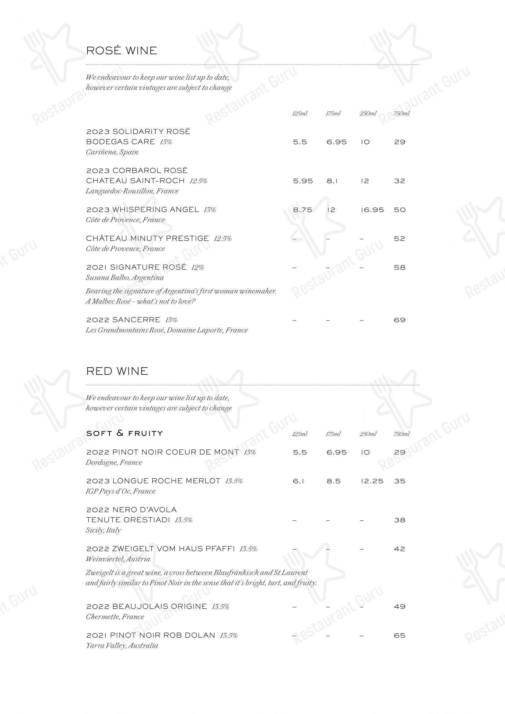 Menu at Cleaver & Wake restaurant, Nottingham