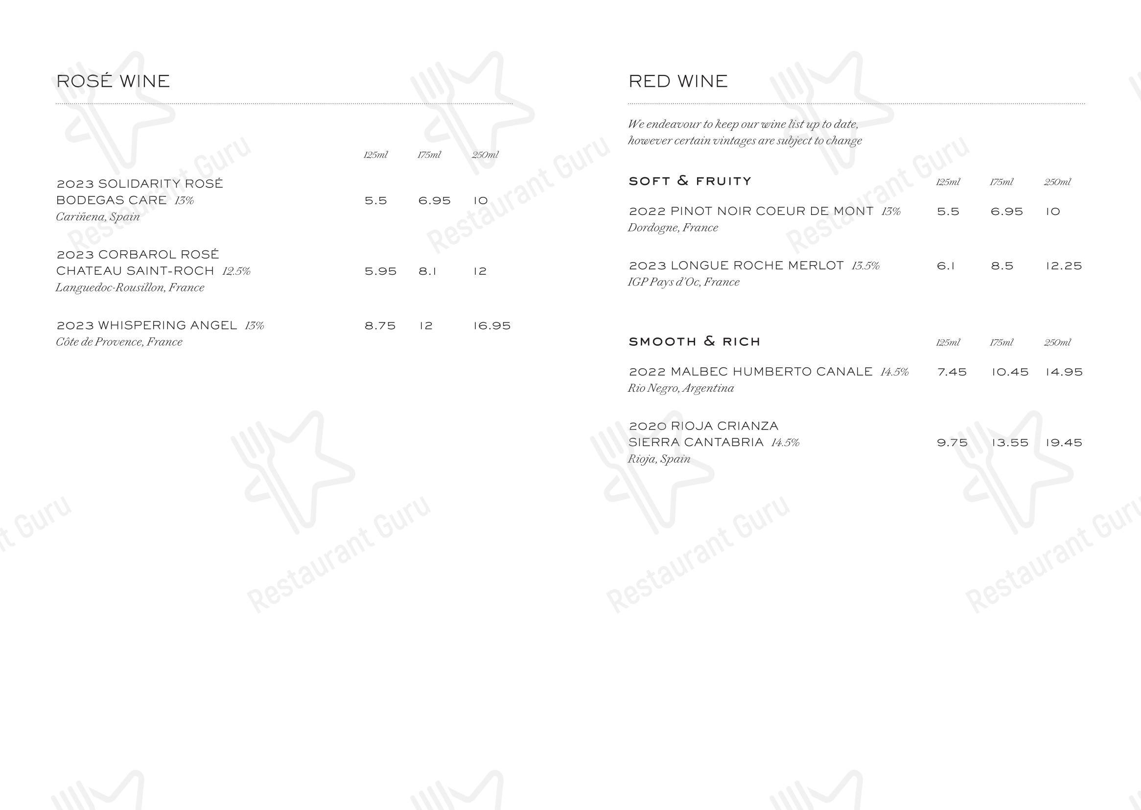Menu at Cleaver & Wake restaurant, Nottingham