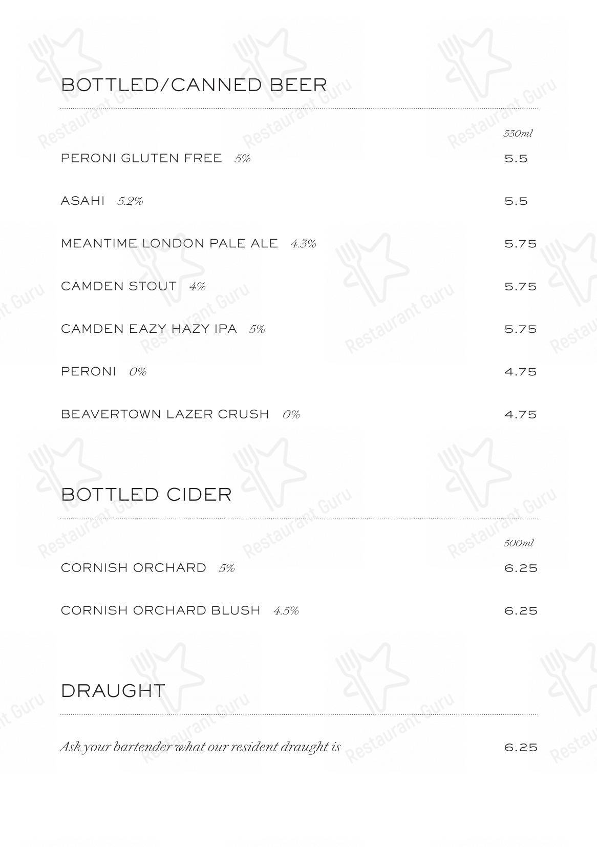 Menu at Cleaver & Wake restaurant, Nottingham