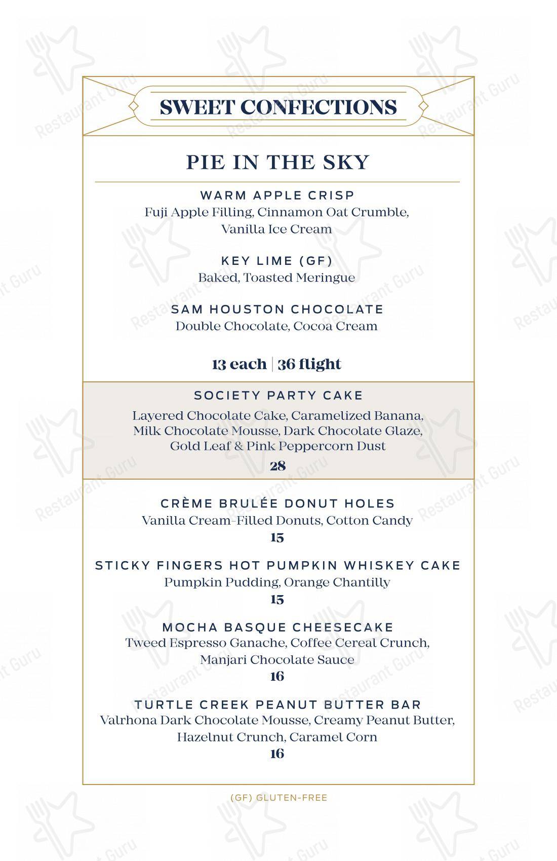Menu at Crown Block restaurant, Dallas