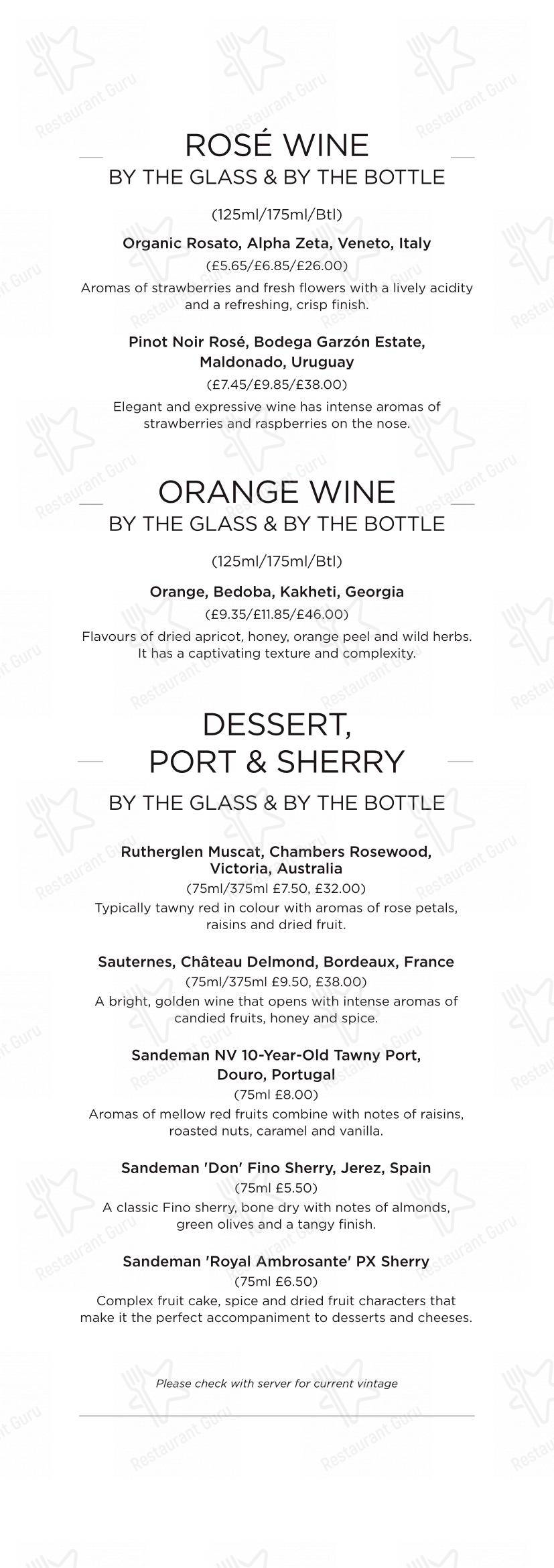 Menu at Dine Murrayfield restaurant, Edinburgh