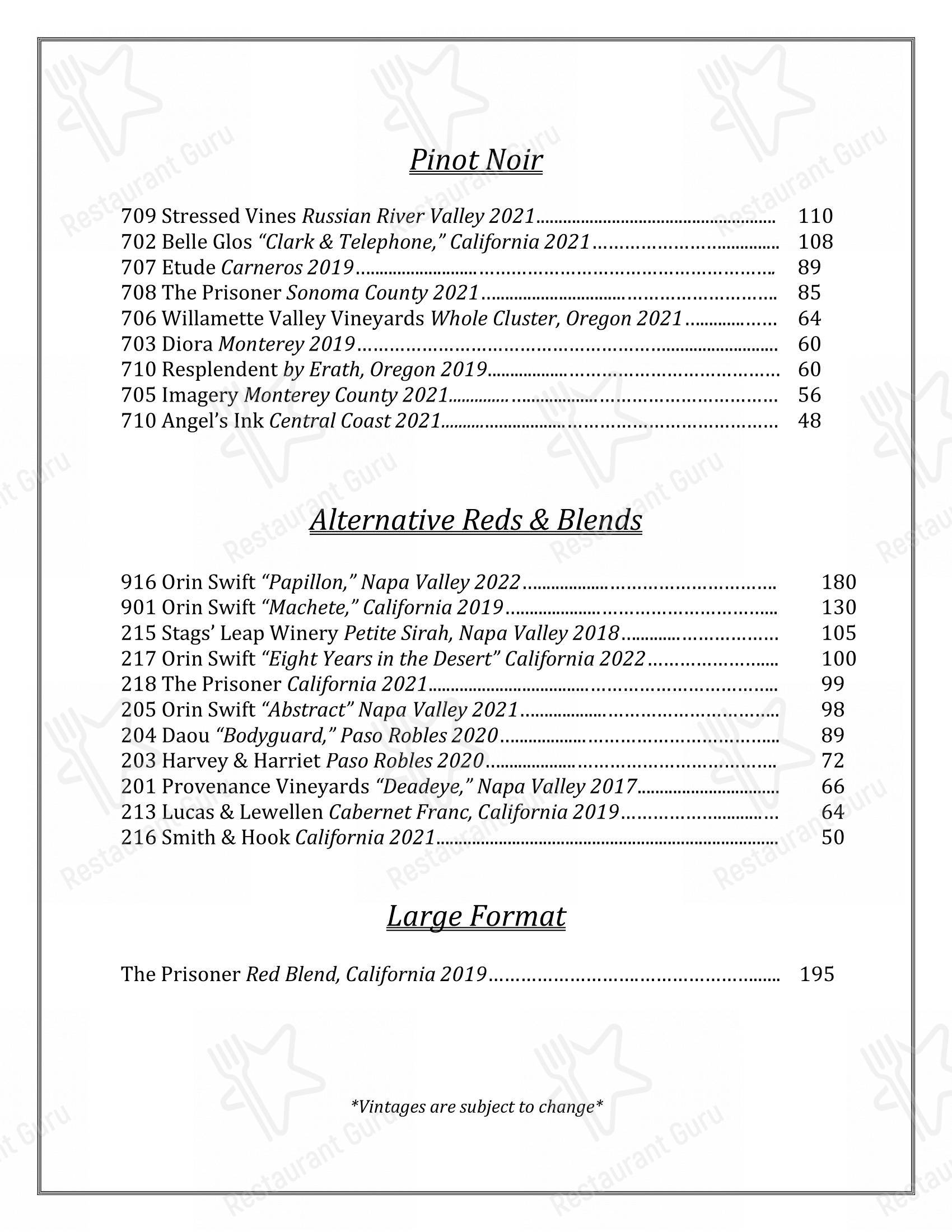 Menu at Dino’s Steak and Claw House steakhouse, Grapevine