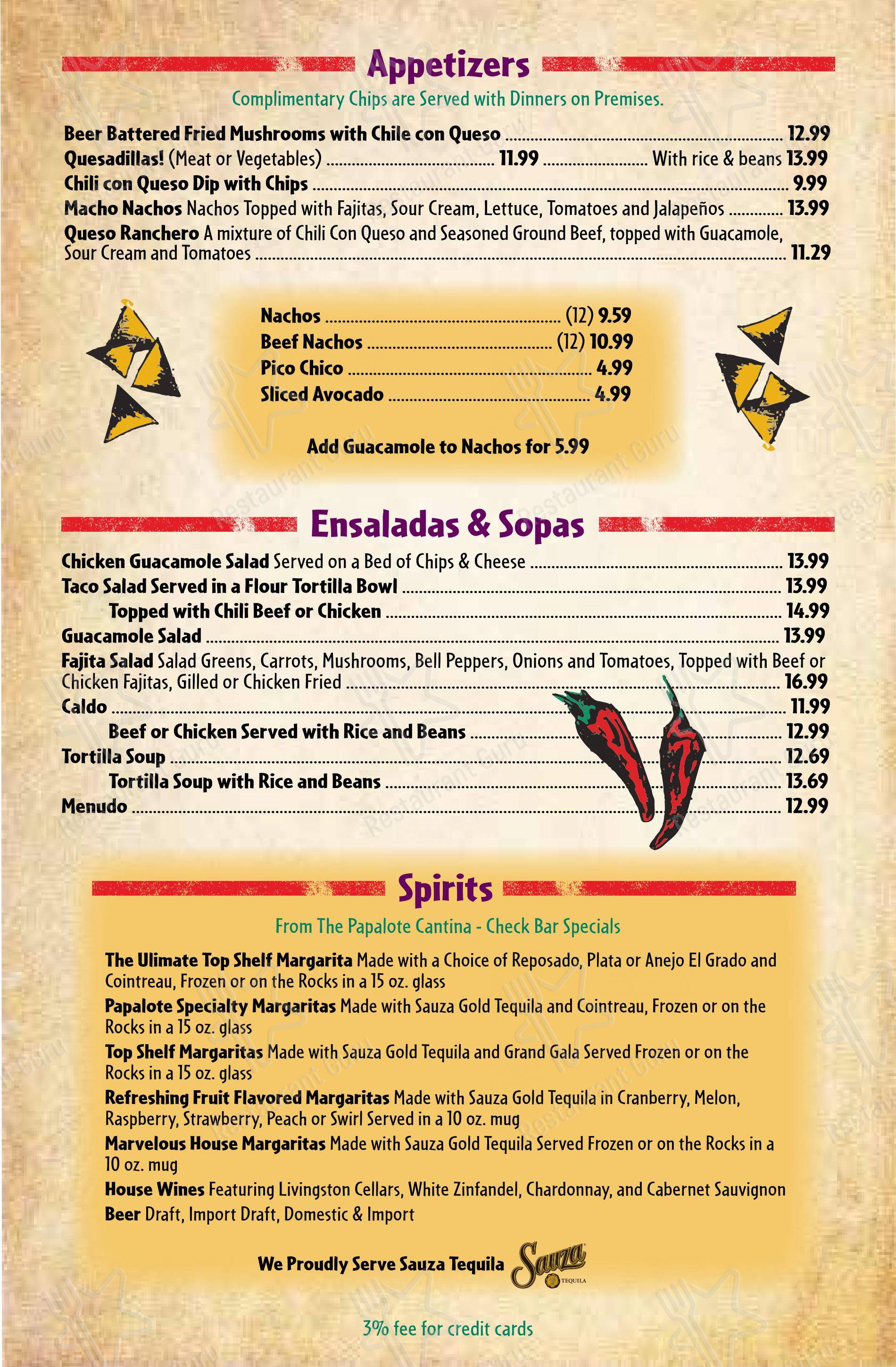 Menu at Kiko's Mexican Food Restaurant & Cantina, Corpus Christi