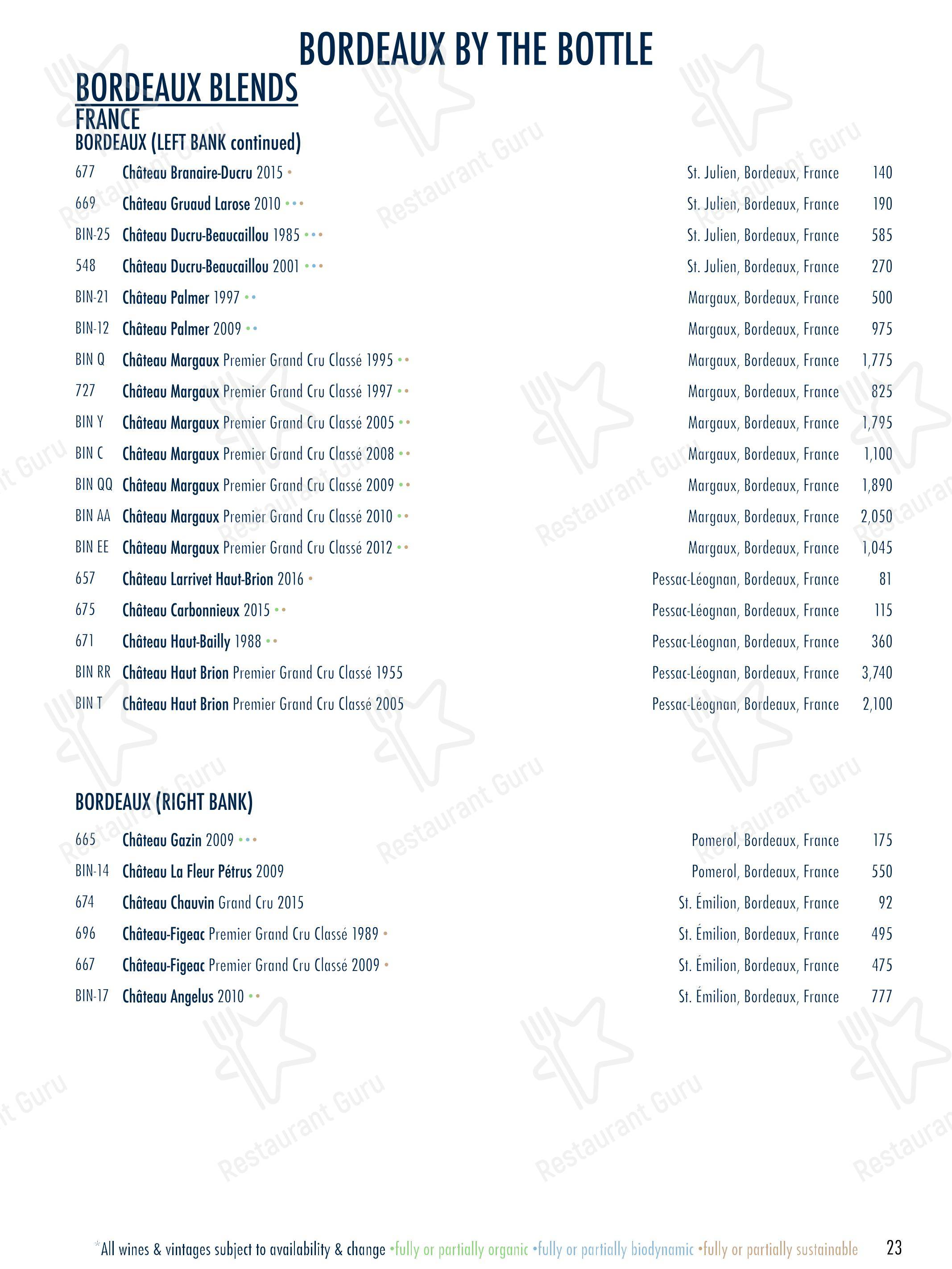 Menu at Matunuck Oyster Bar, South Kingstown, 629 Succotash Rd