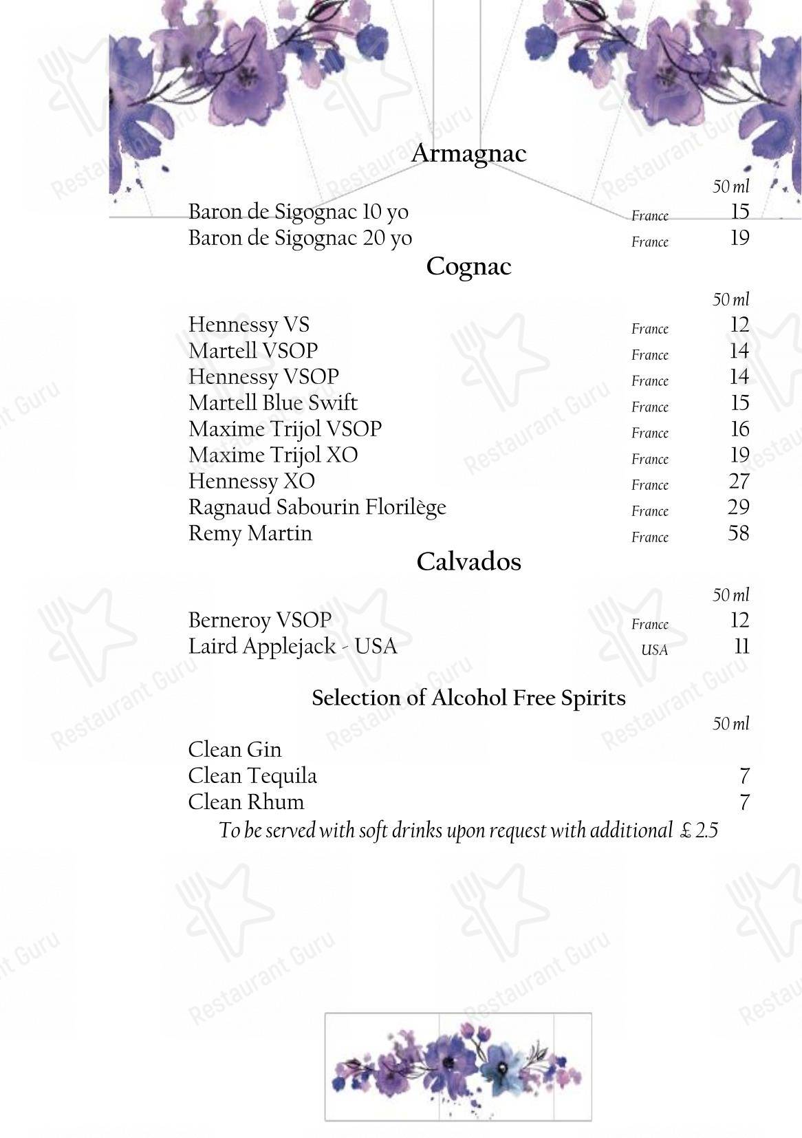 Menu at No. Fifty Cheyne pub & bar, London, 50 Cheyne Walk