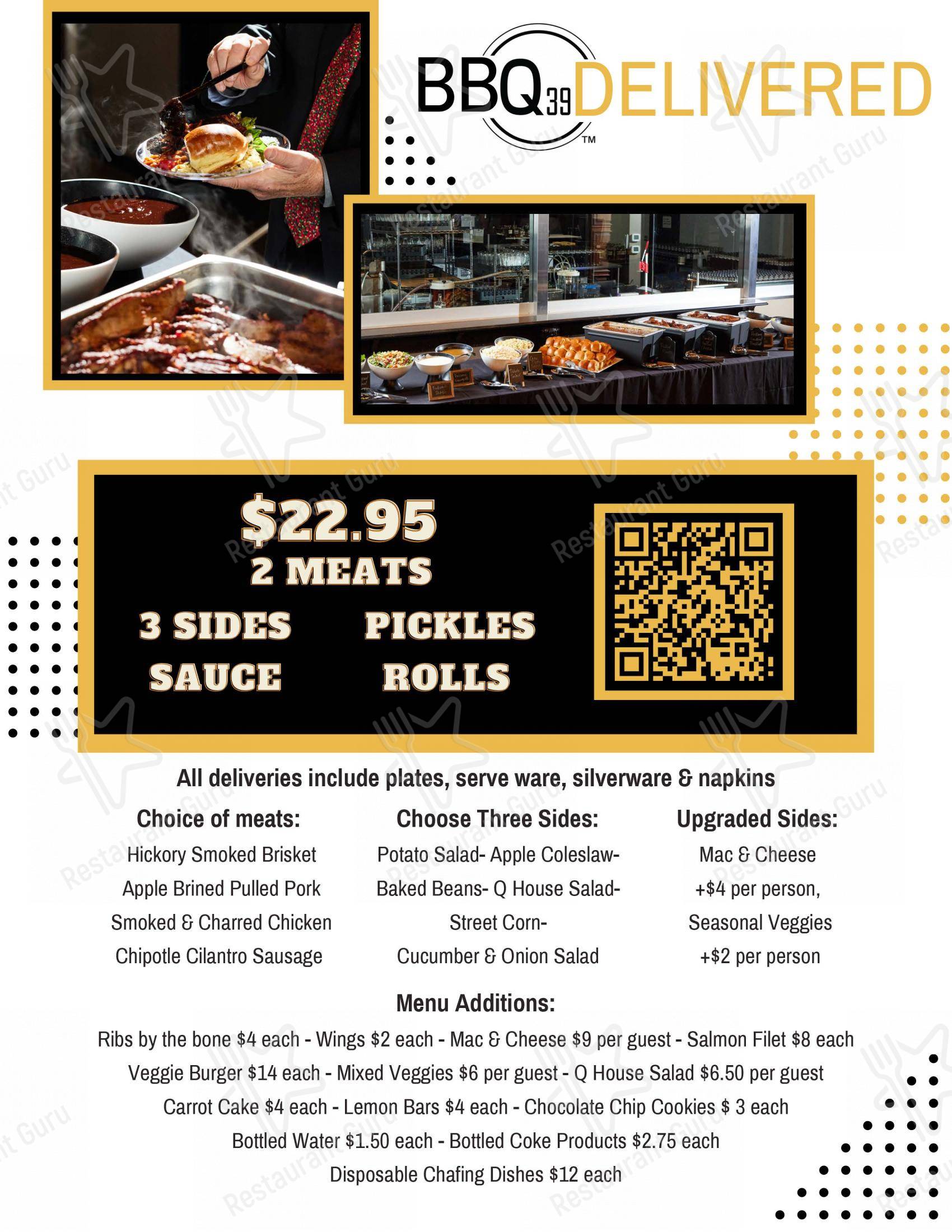 Menu at Q39 - Midtown BBQ, Kansas City