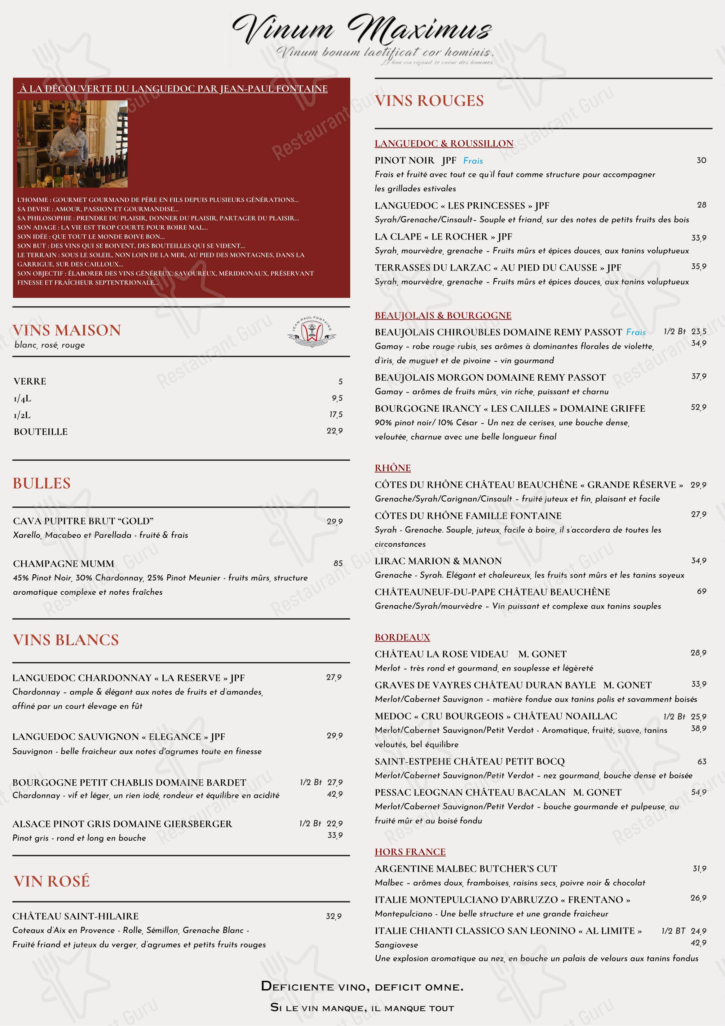 Menu au Restaurant Maximus Mons, Mons, Chau. de Binche 34