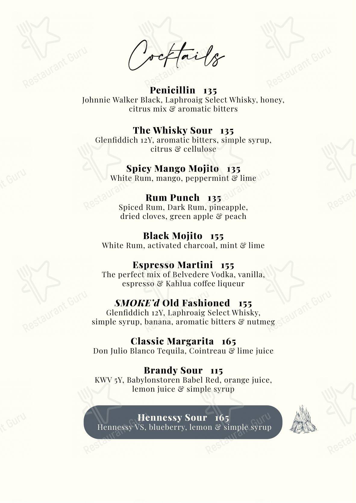 Menu at SMOKE Pretoria pub & bar, Pretoria