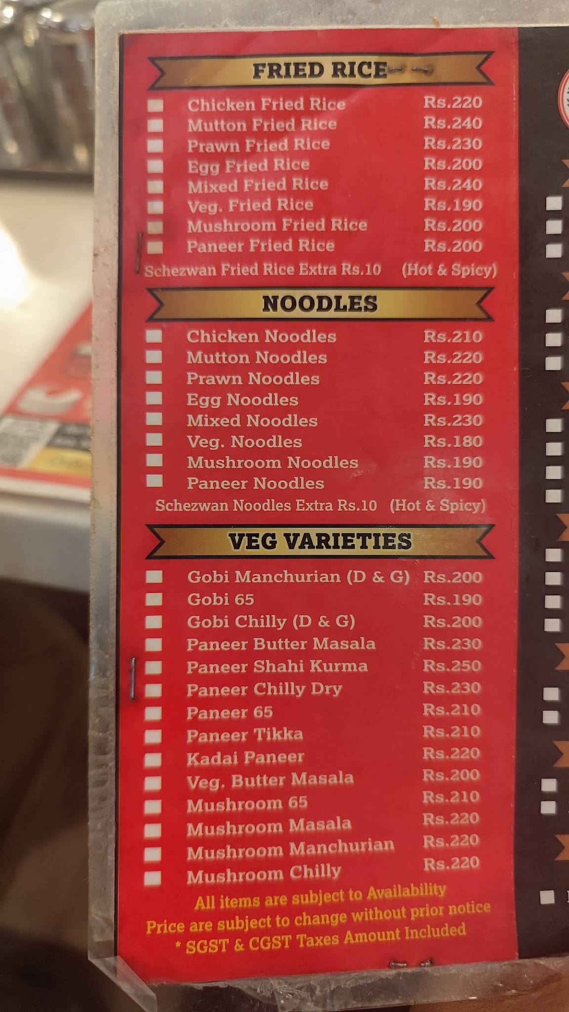 Menu at SS Hyderabad Biryani Coimbatore, Coimbatore, NEW VS TOWERS