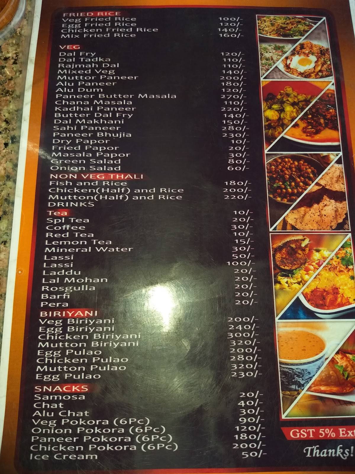 Menu at Sardarji Da Dhaba, India, VV7H+JWQ