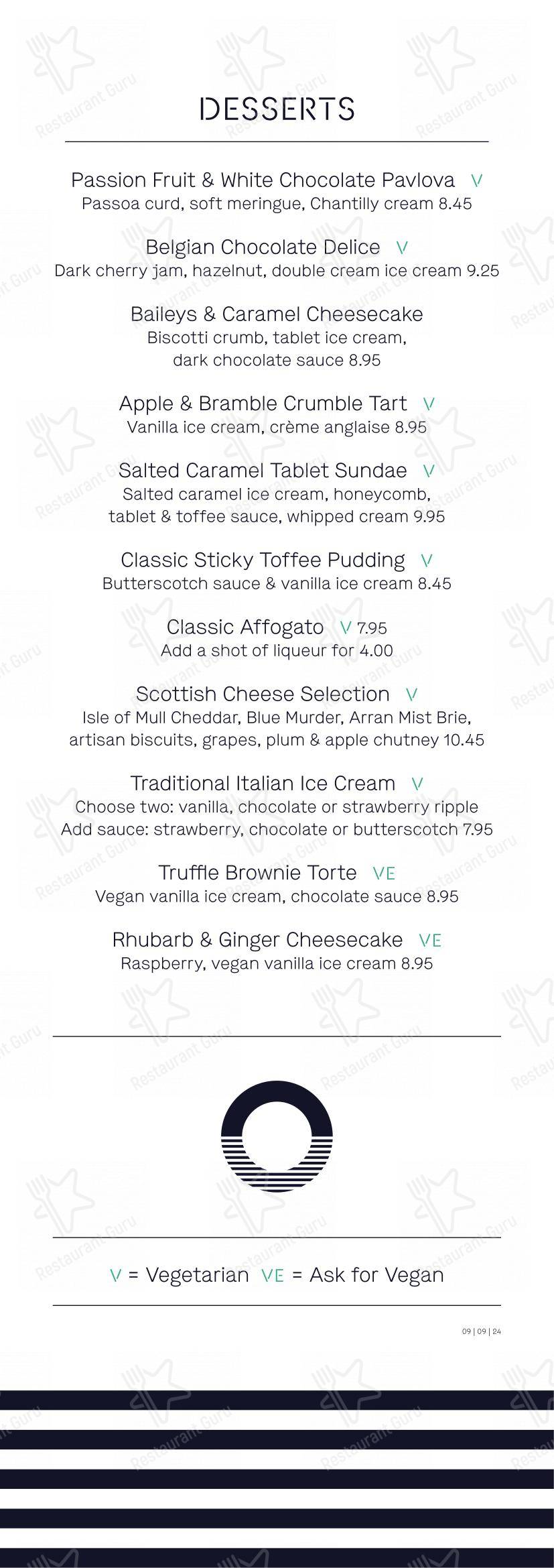 Menu at Scotts Bar & Restaurant, Largs, Largs Yacht Haven