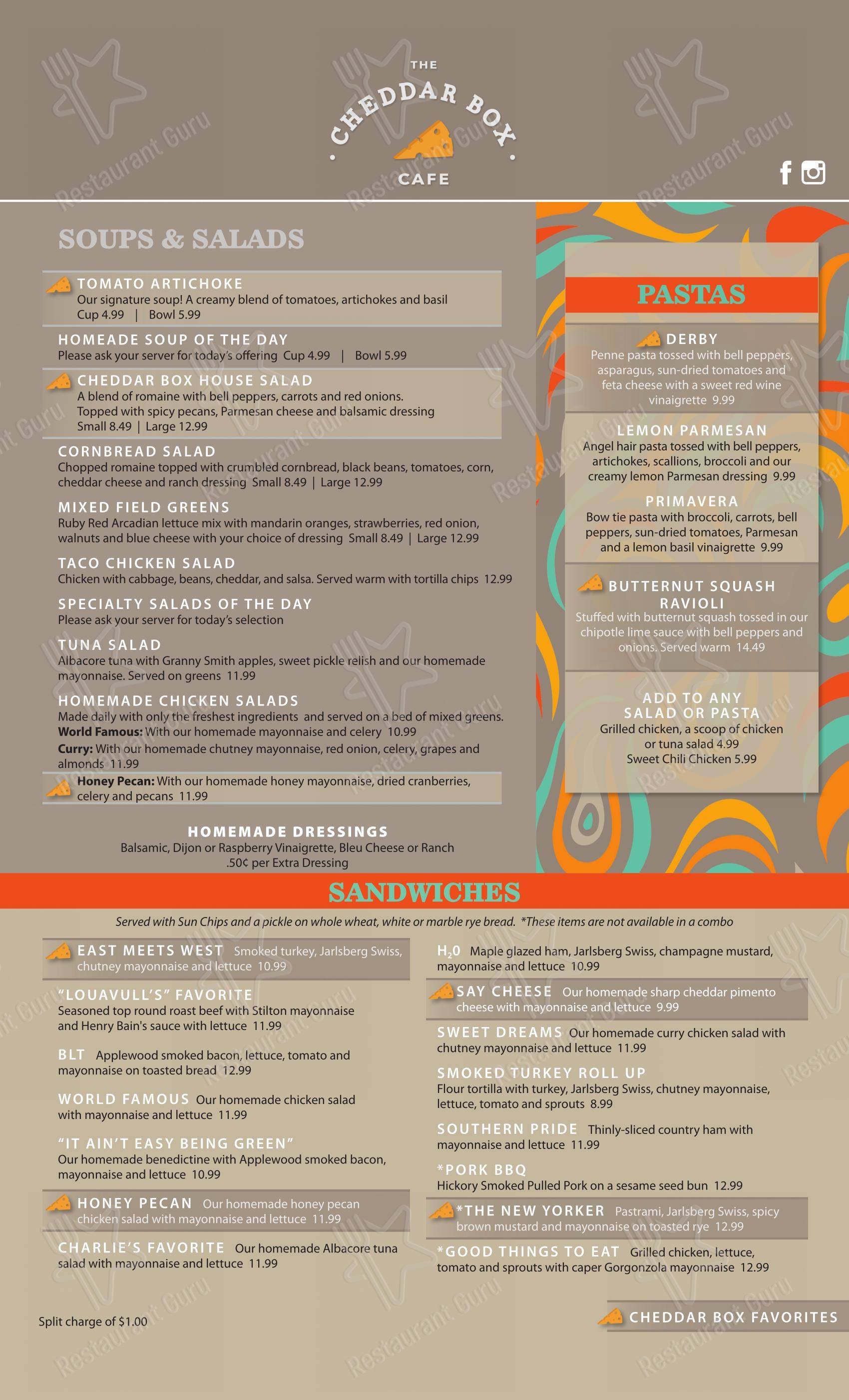 Menu at The Cheddar Box Cafe, Louisville, Shelbyville Rd # 103