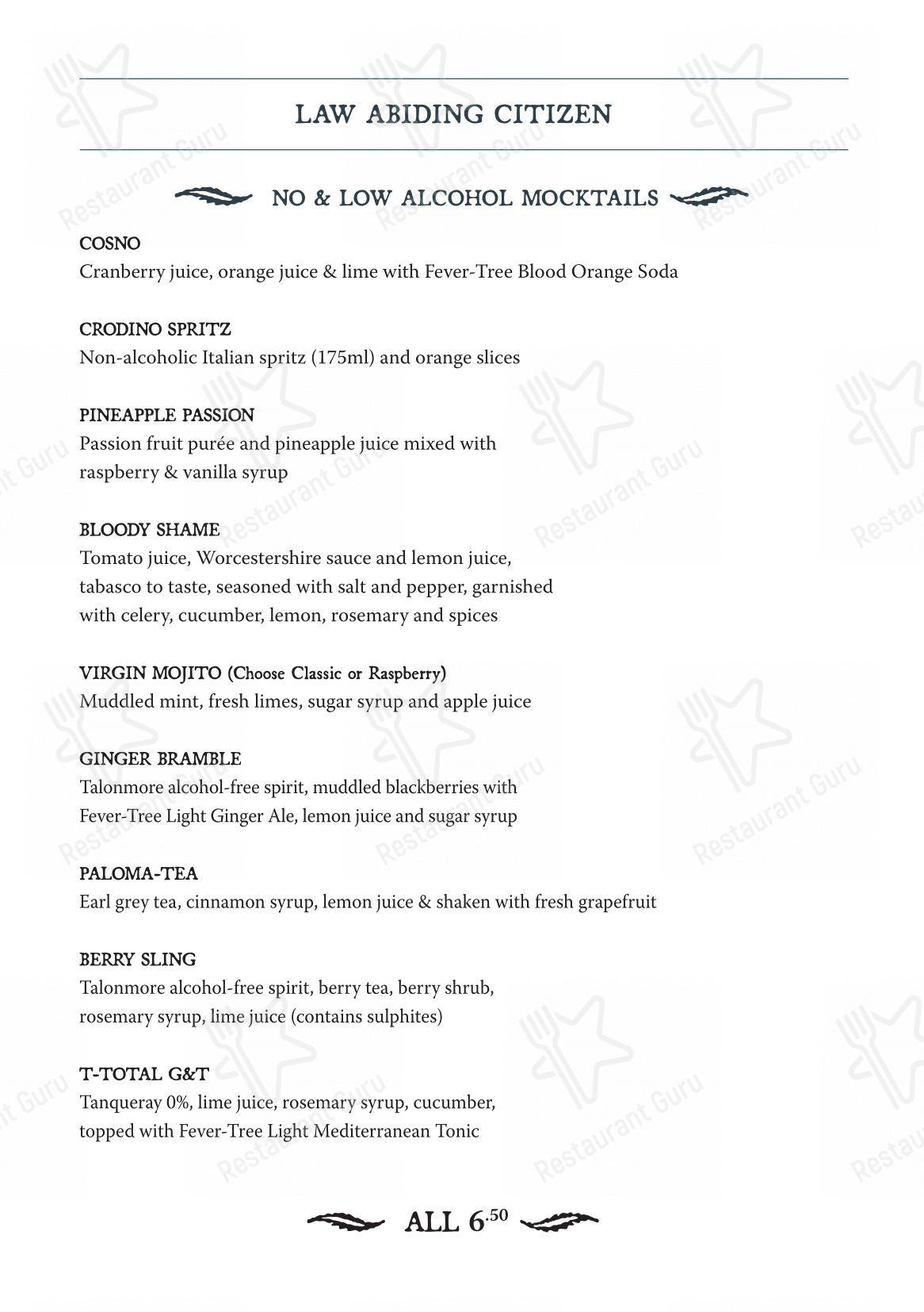 Menu at The Citizen Glasgow restaurant, Glasgow