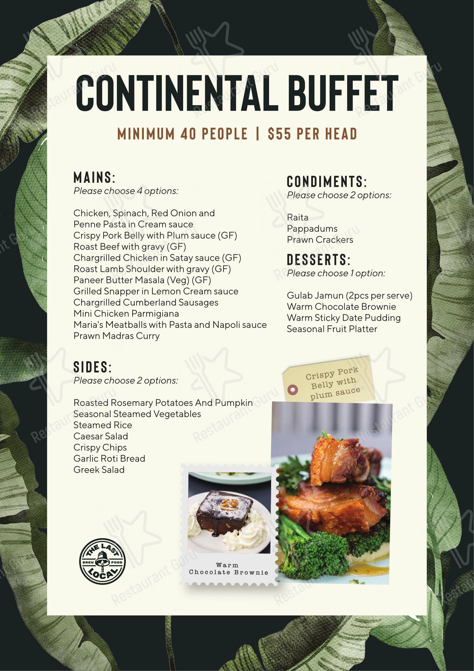 Menu at The Last Local pub & bar, Canning Vale