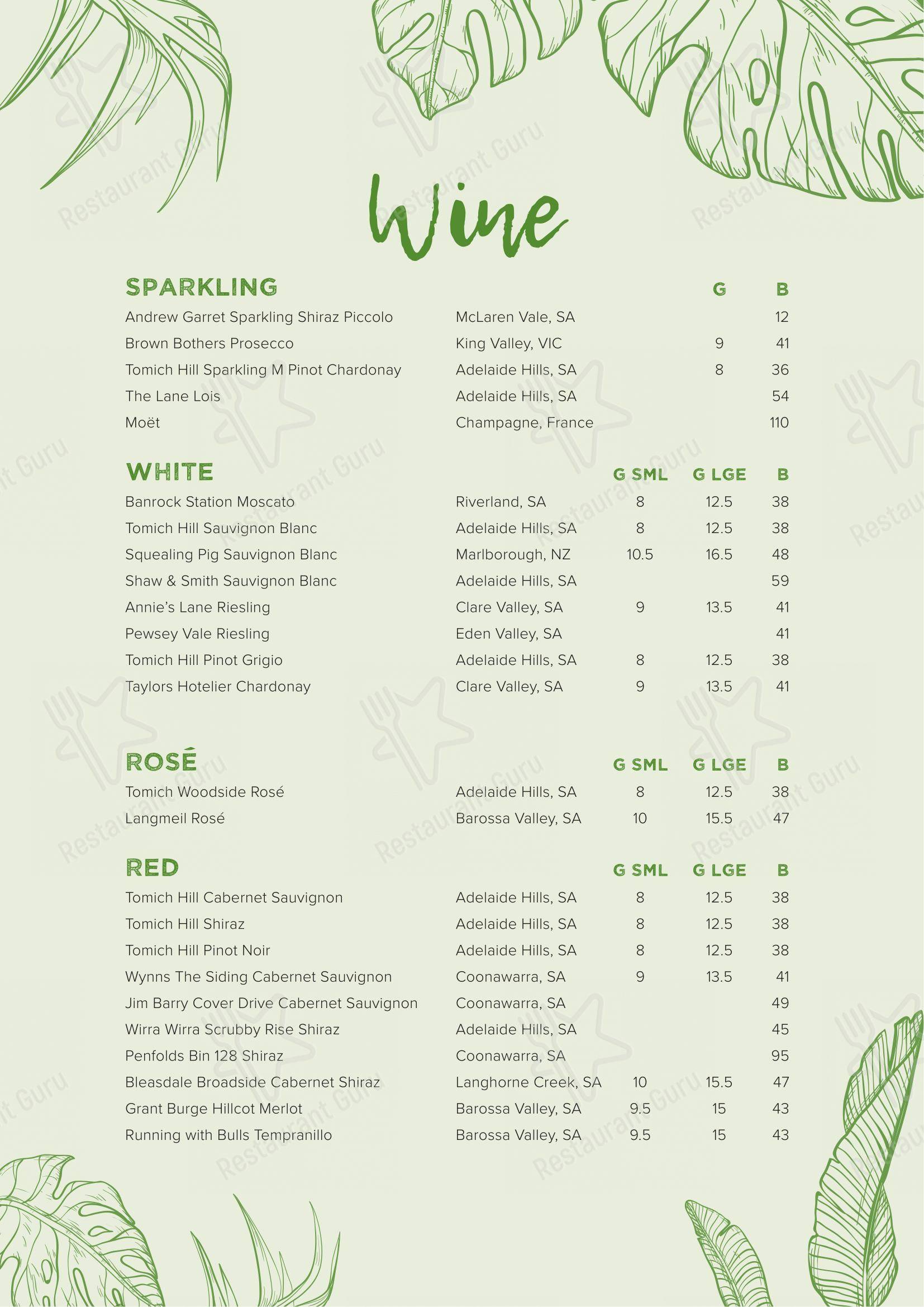 Menu at The Somerset Hotel pub & bar, Para Hills