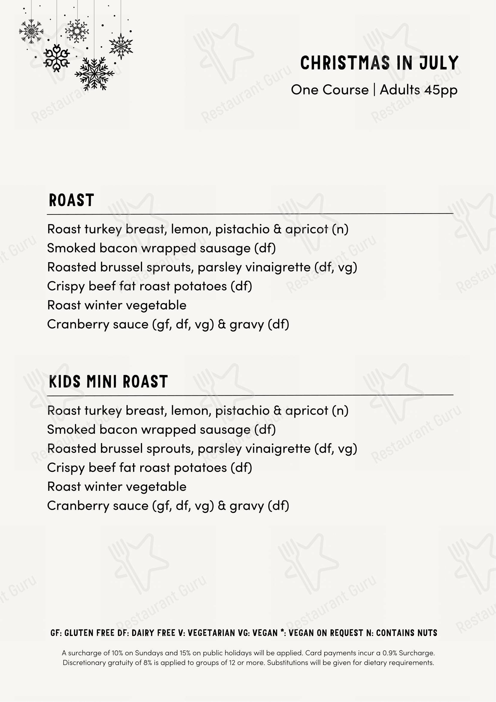 Menu at Three Blue Ducks, Melbourne restaurant, Tullamarine
