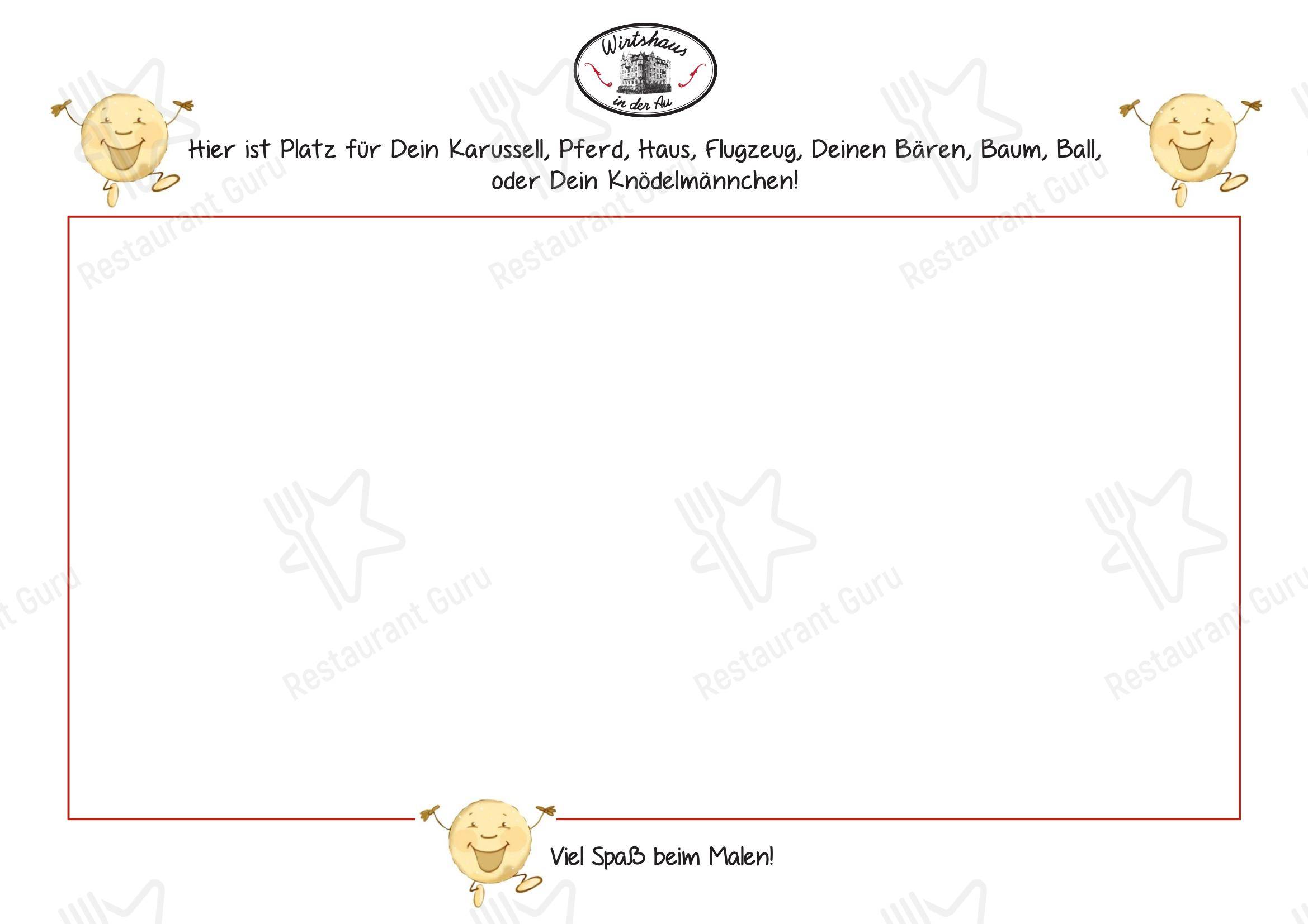 Menu at Wirtshaus in der Au restaurant, Munich