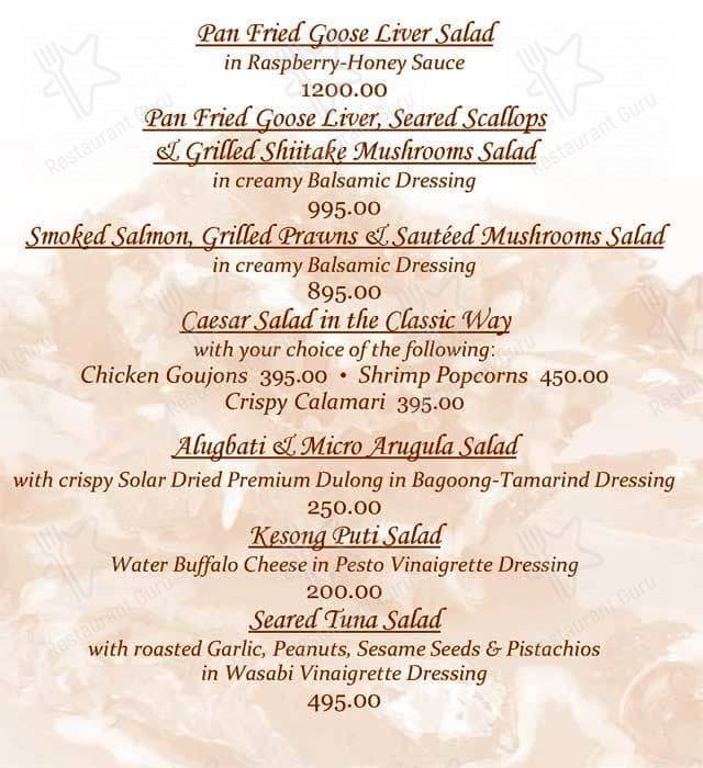 Menu at Seoul Sky Restaurant, Quezon City