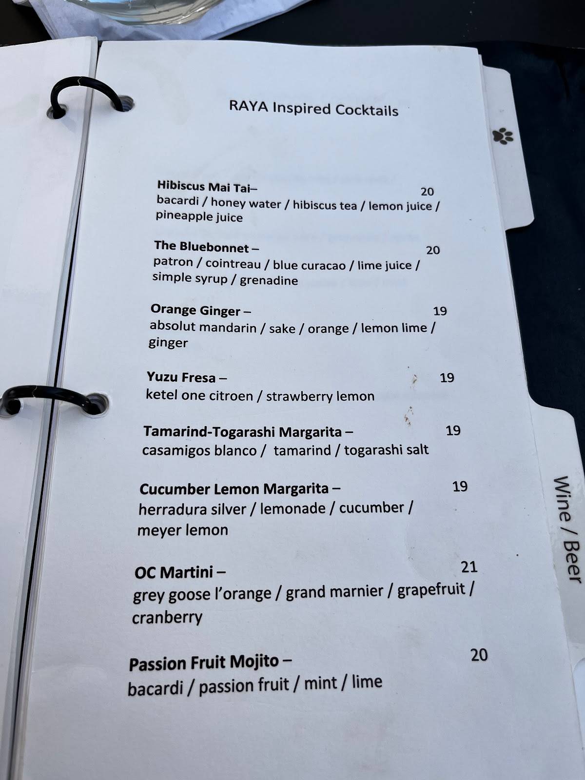 Menu at 180blu restaurant, Dana Point, 1 Ritz Carlton Dr