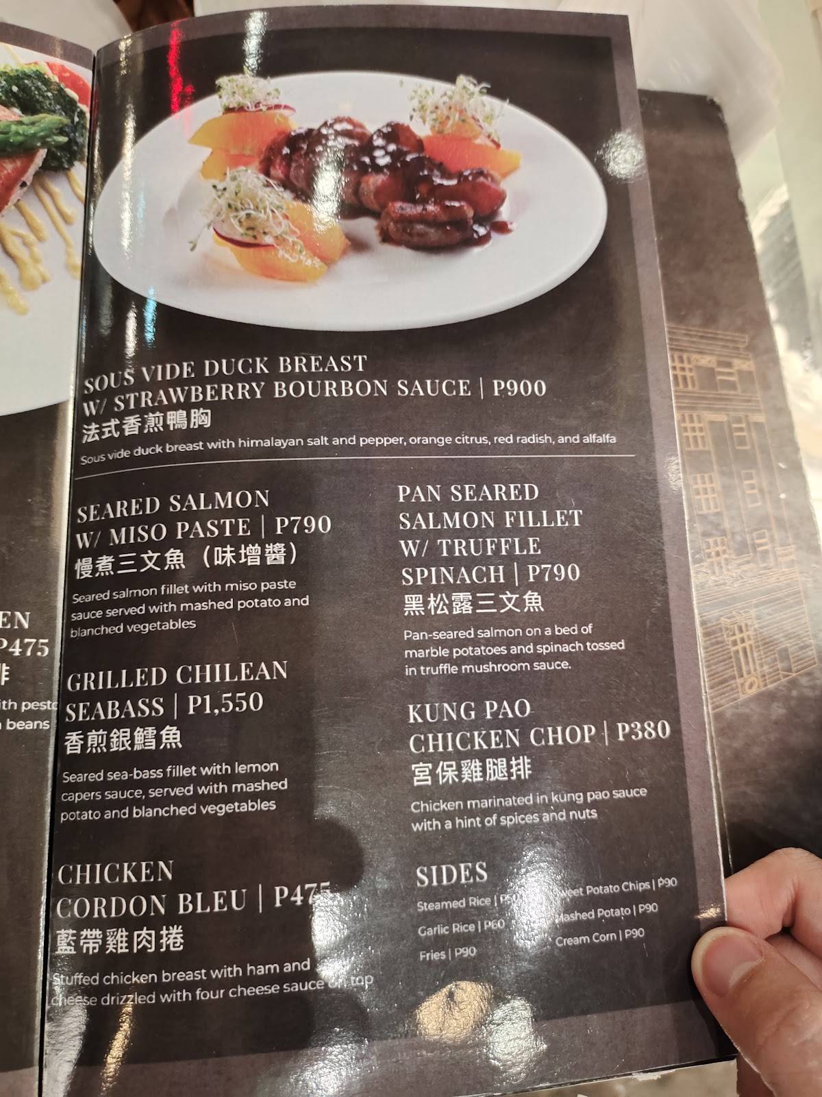 Menu at 1919 Grand Cafe, Manila