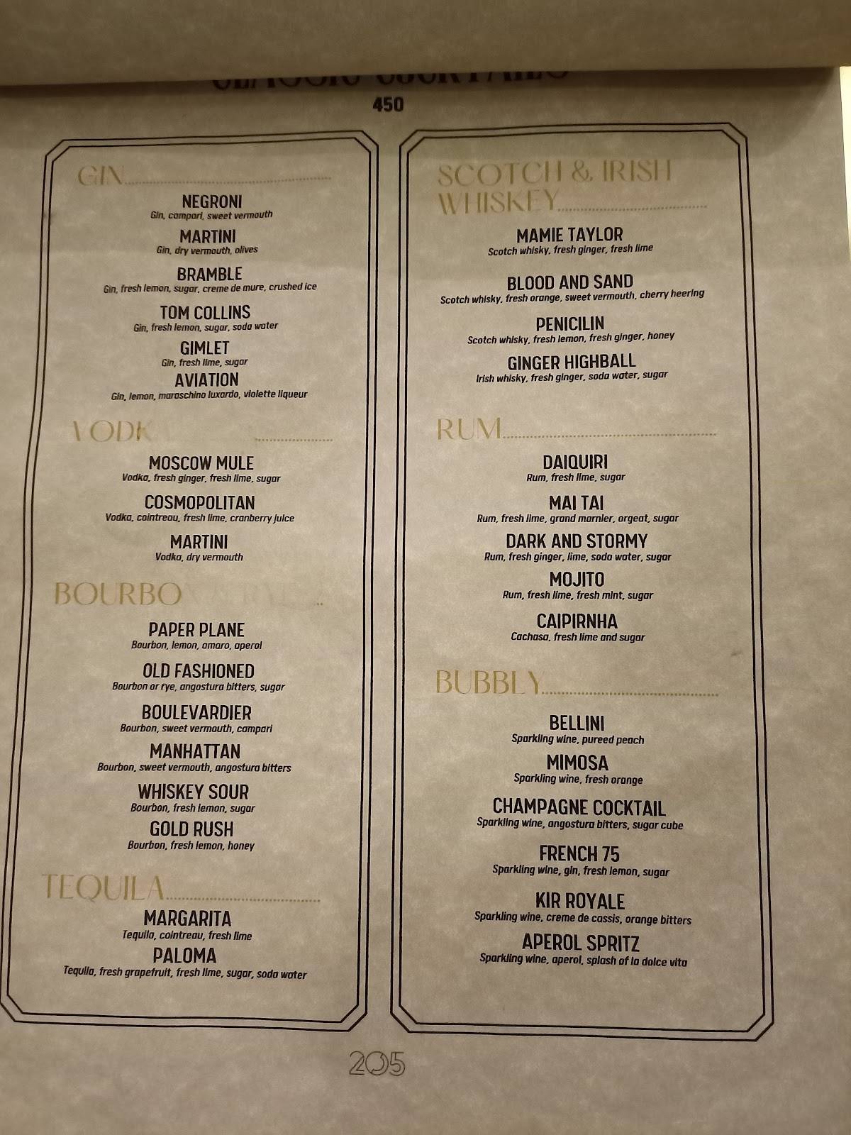Menu at 205 BGC restaurant, Taguig