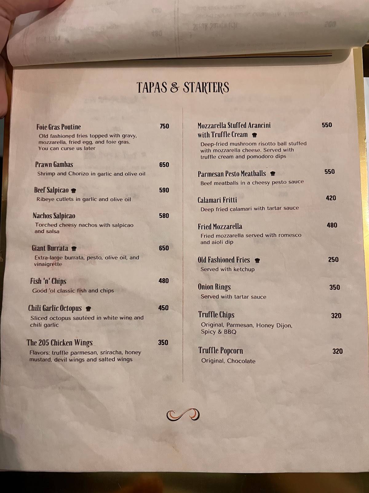 Menu at 205 BGC restaurant, Taguig