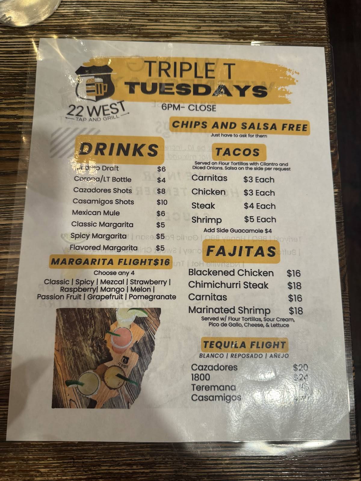 Menu at 22 West Tap and Grill restaurant, Bridgewater, US-22